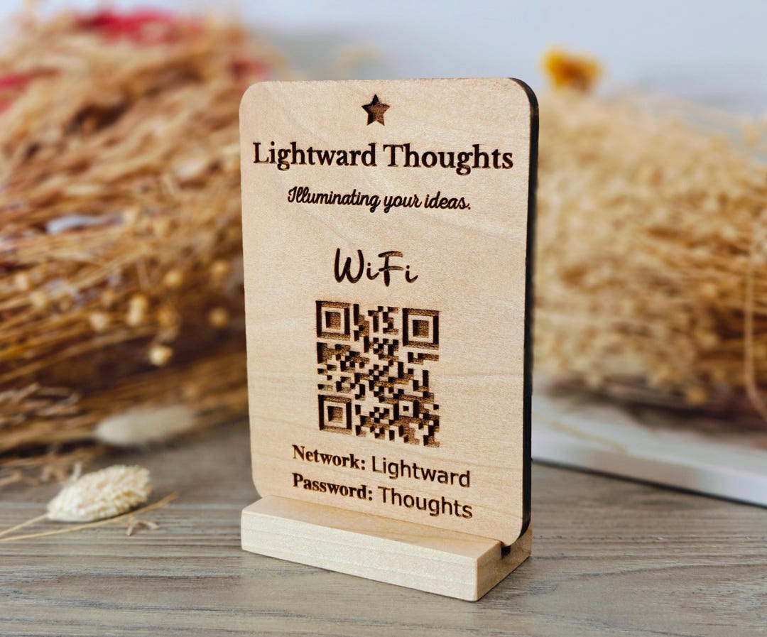 Personalized Wifi Network QR Code Sign With Wood Stand- Custom Wifi QR ...