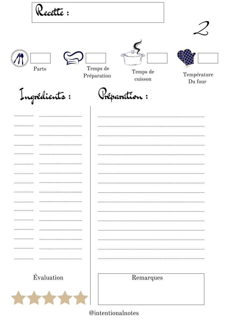 Carnet De Recettes Imprimable|cahier De Cuisine PDF | Journal Numérique ...