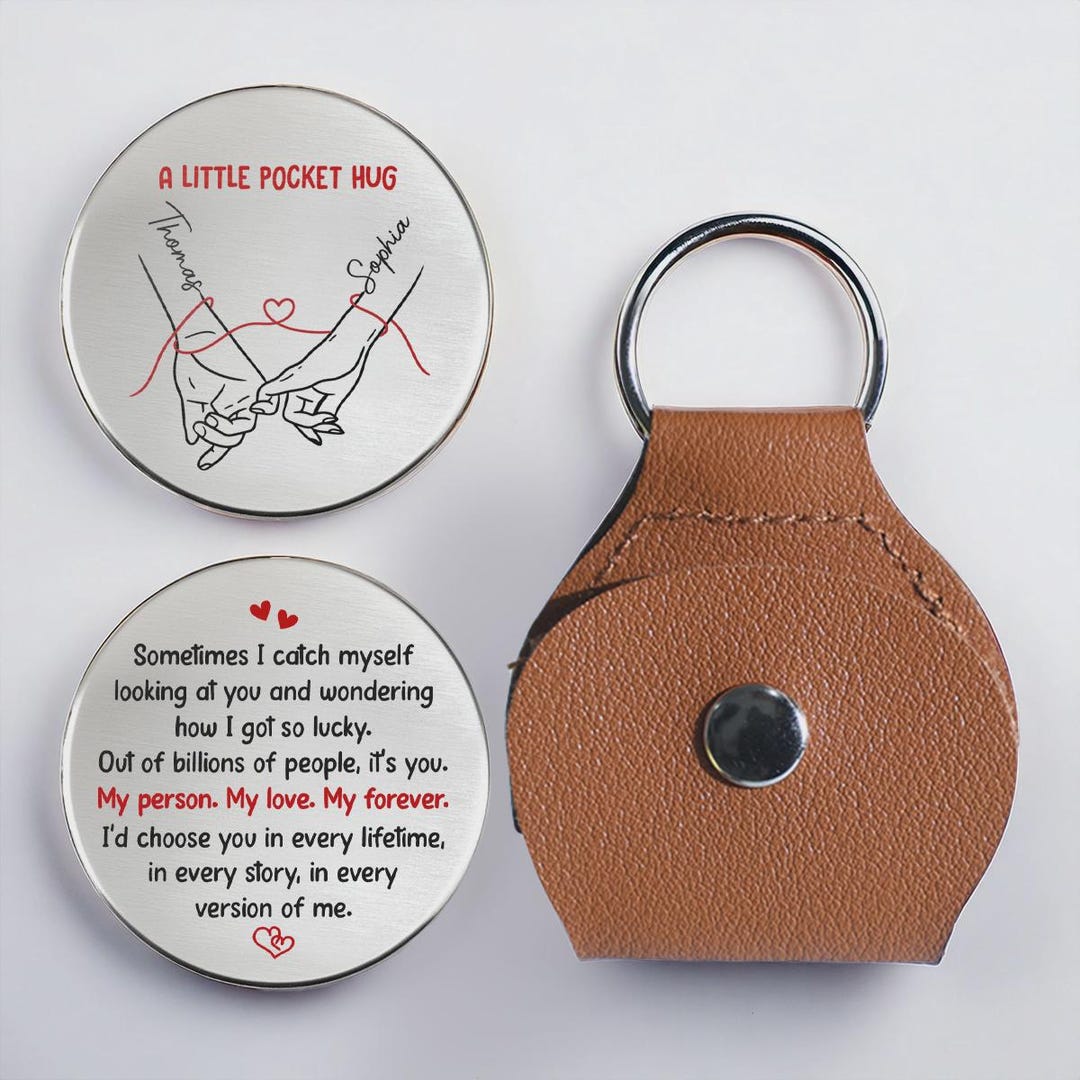 Custom Pocket Hug, My Person My Love My Forever Love Coin, Valentine ...