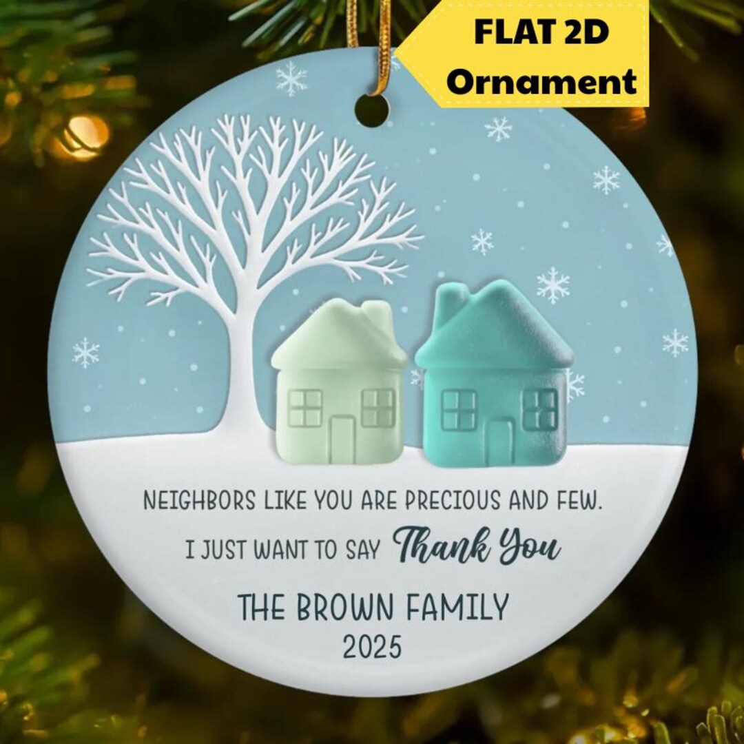 Custom 2D Thank You Neighbors Ornament, Sea Glass Design, Appreciation ...