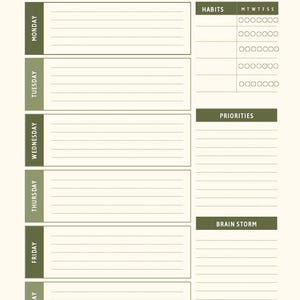 Weekly Planner Printable | Minimalist Weekly Schedule PDF, Weekly ...