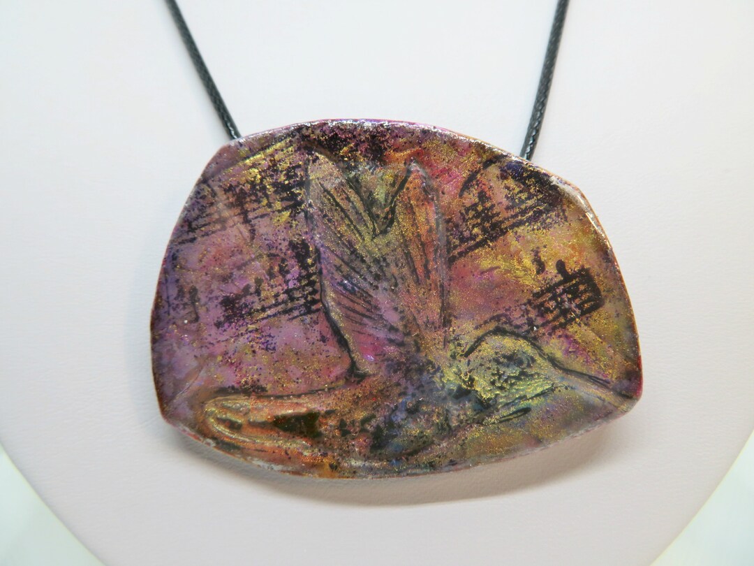 Colibri Focal Pendant Necklace, Gift for Her, Fancy Necklace, Polymer ...