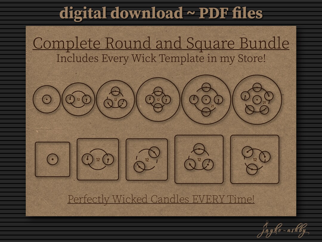 Wick Centering Template Bundle Round and Square Candle Jar - Etsy