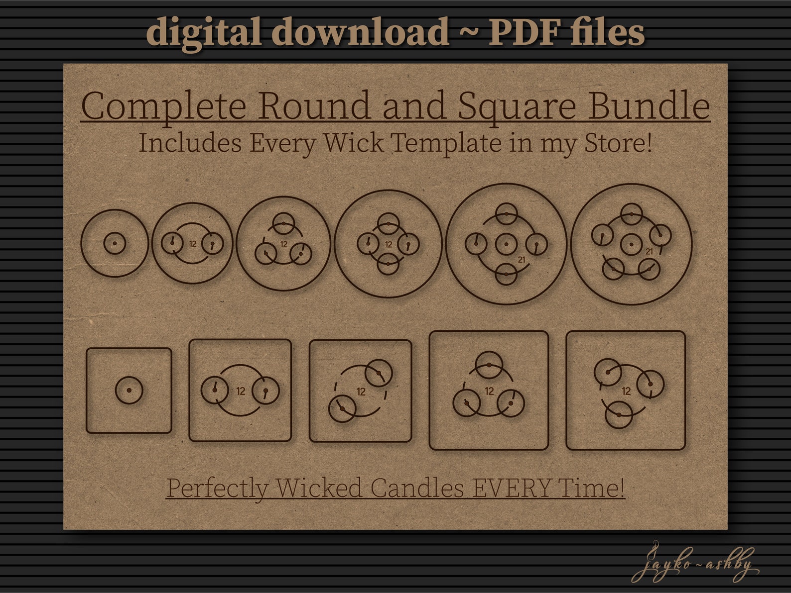 Wick Centering Template Bundle Round and Square Candle Jar - Etsy