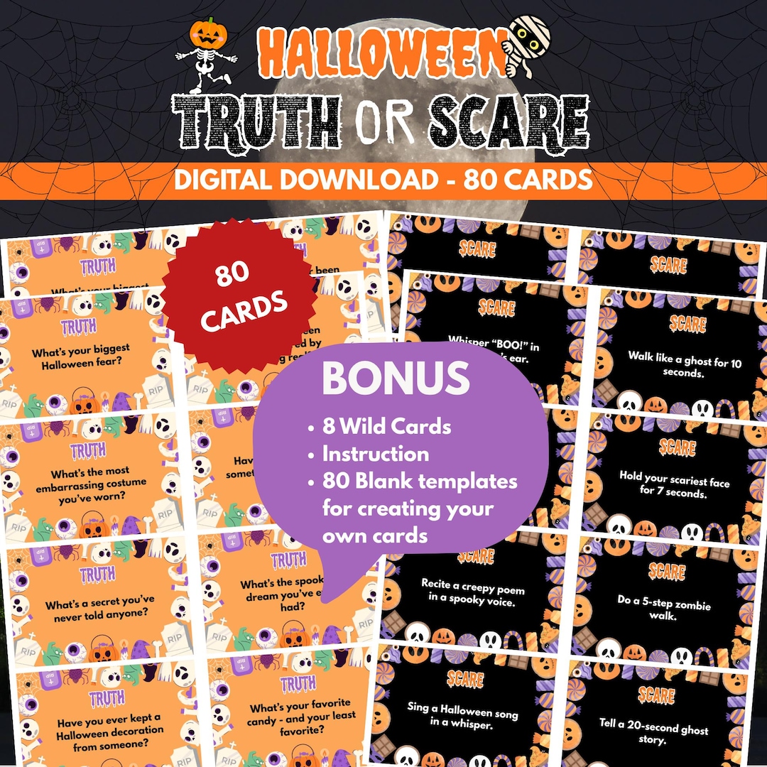 Halloween Truth or Scare Game: Spooky Party Game, Printable Kids ...