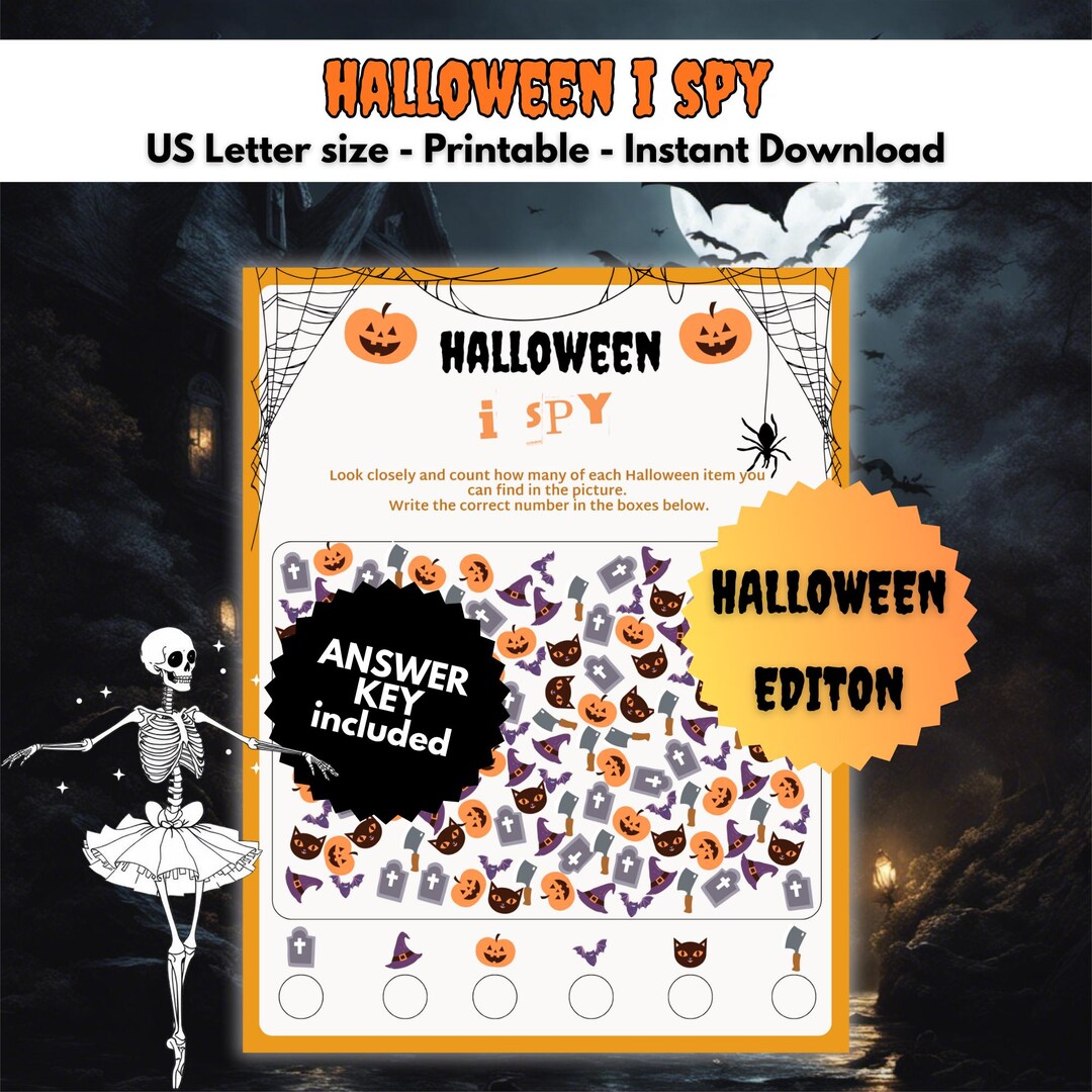 Halloween I Spy Game Printable: Spooky Party Game, Seek and Find ...