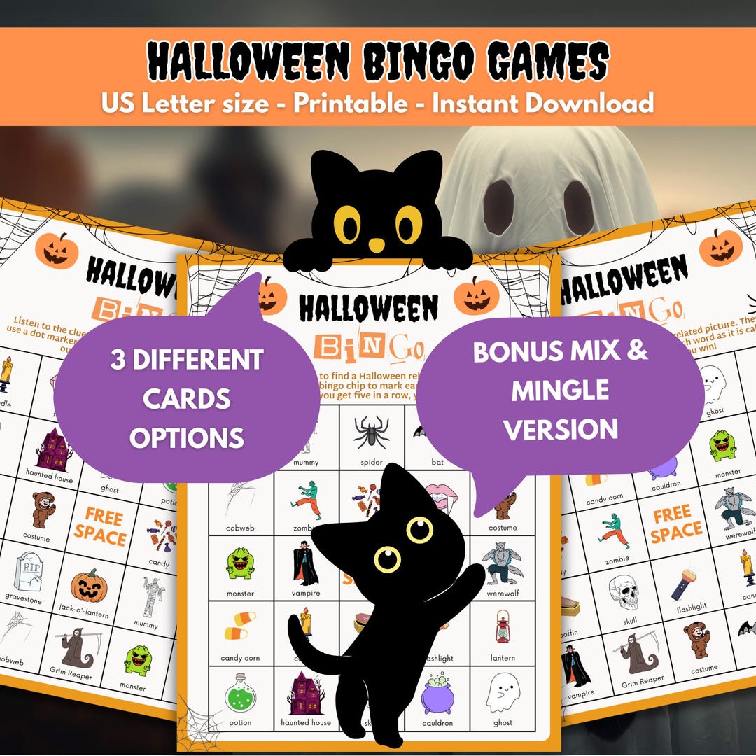 Halloween Bingo Game Printable: Spooky Party Game for Kids & Adults ...