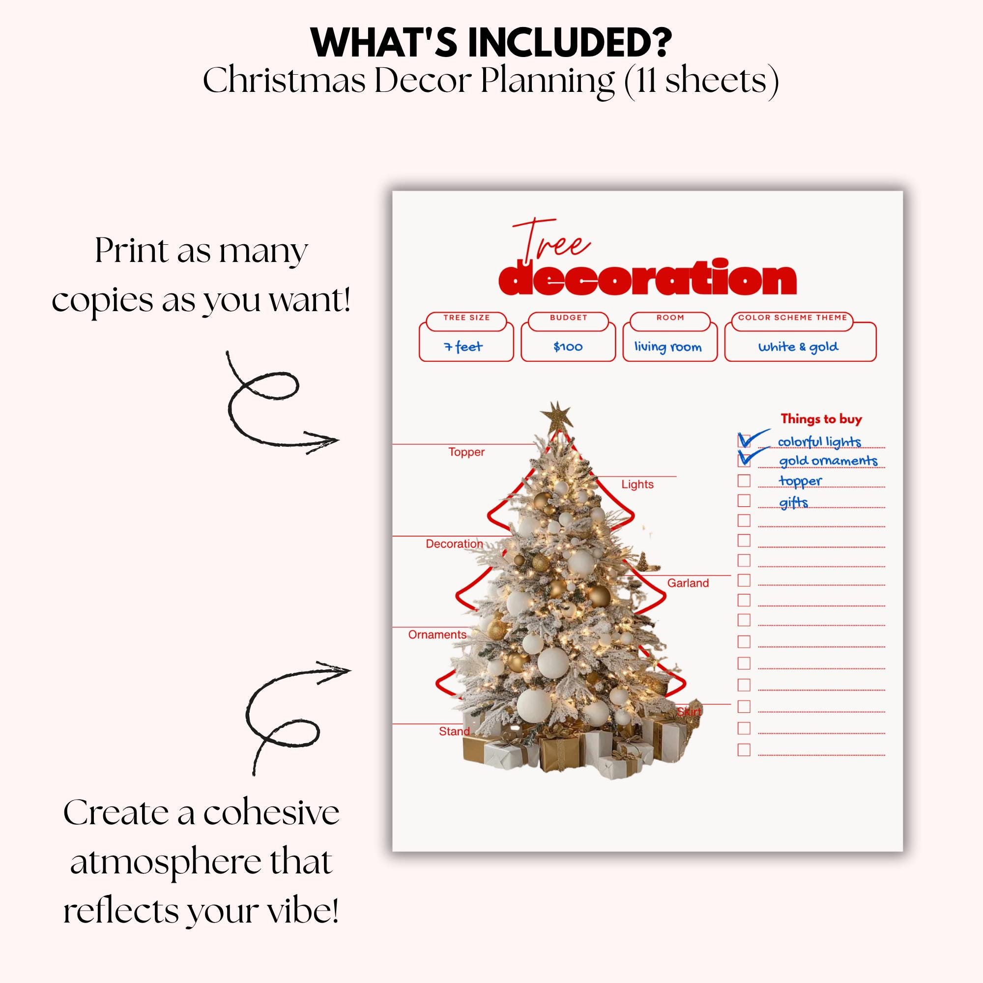 Christmas Decoration Planner Printable: Festive Red Holiday Season ...