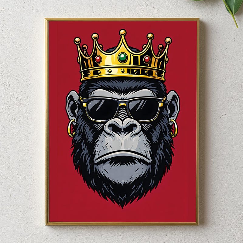 Gorilla With Crown Poster - Etsy