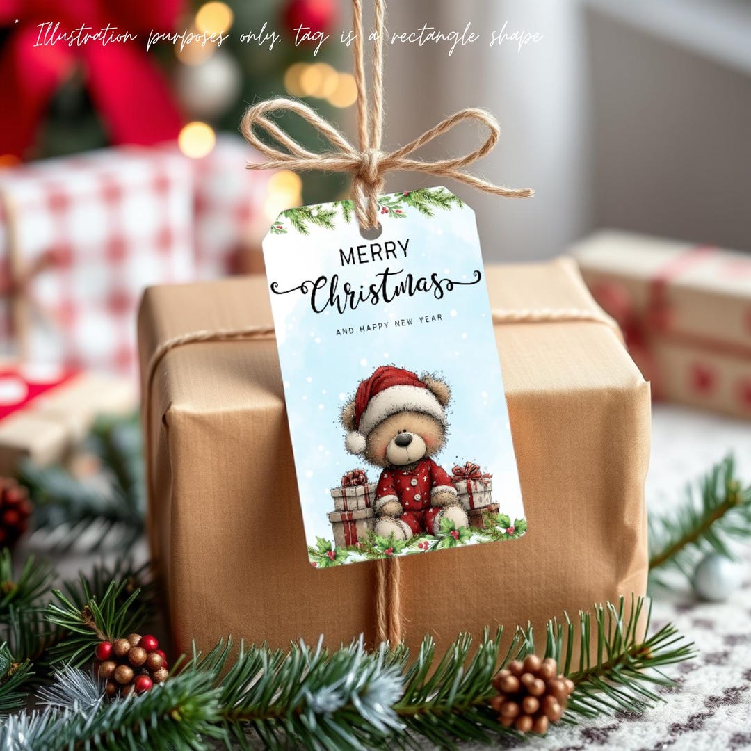 Teddy Bear Christmas Gift Tags | Blue - Etsy