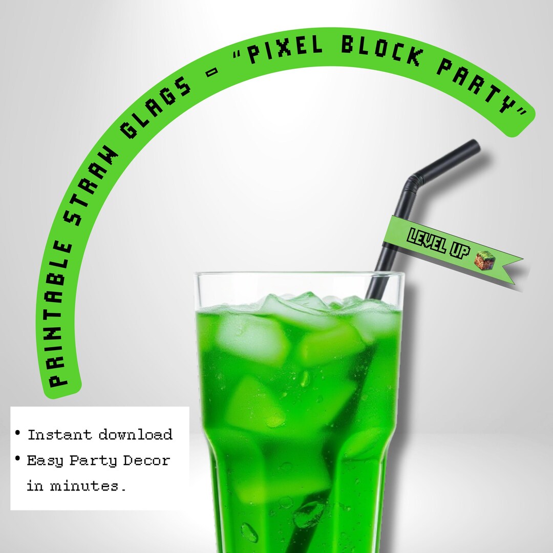 Printable Minecraft-style Straw Flags | Block Party Decorations ...