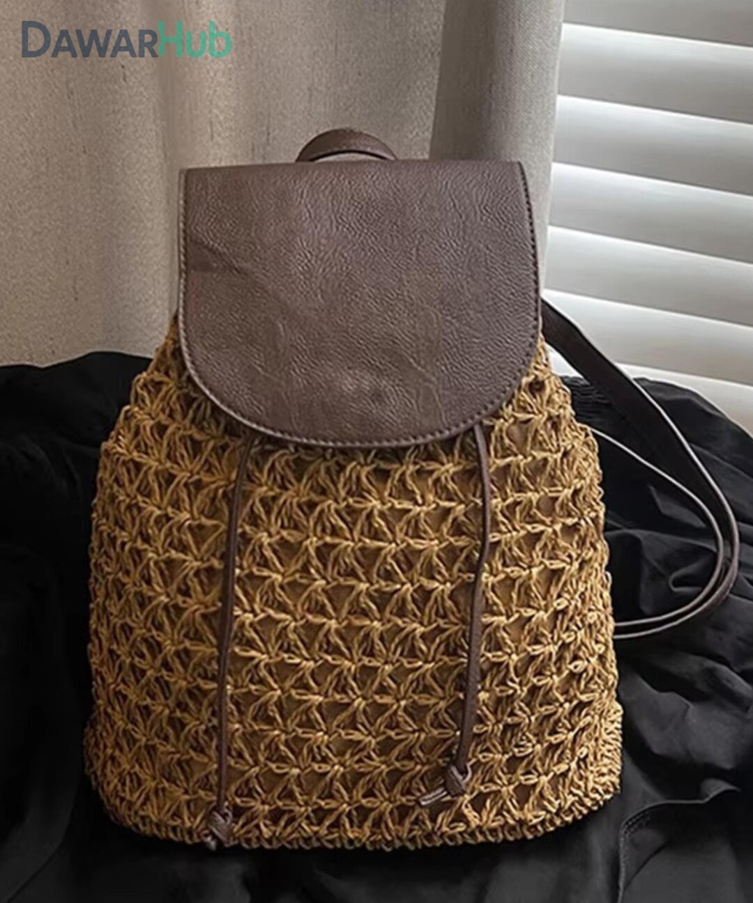 Boho Handwoven Straw Backpack: Vintage Crochet Rucksack - Etsy