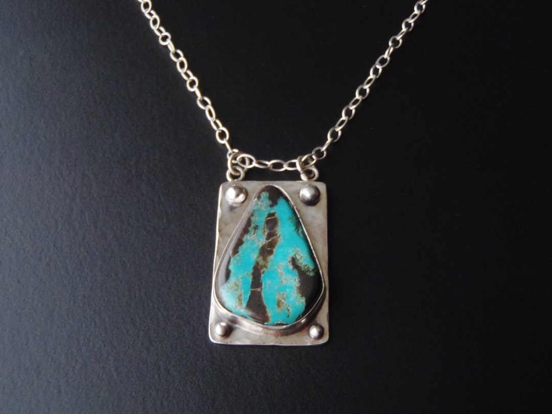 Turquoise Sterling Silver Necklace New Handcrafted Jewelry Black Matrix ...