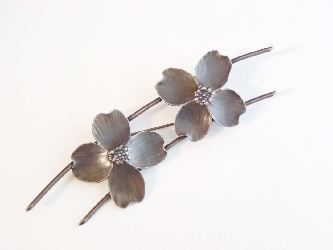 Stuart Nye Sterling Silver Brooch Older Vintage Two Classic Dogwood ...