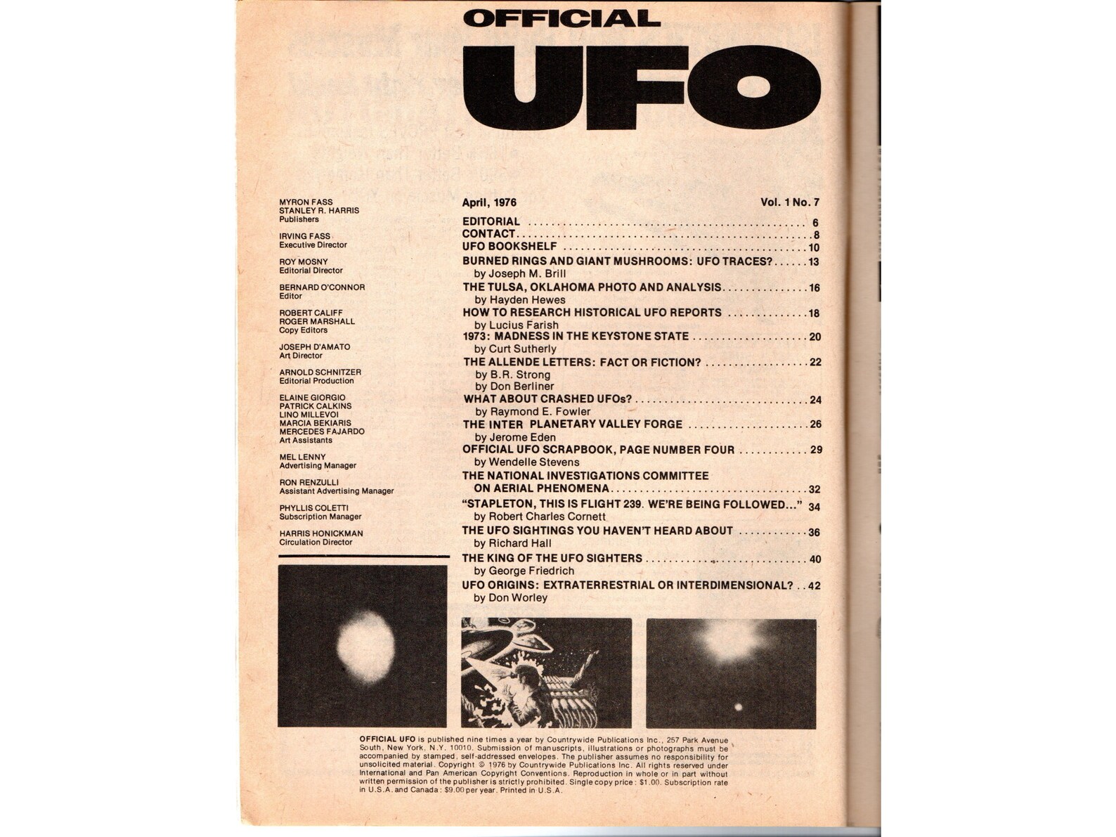 OFFICIAL UFO MagazineApr 1976Original Vintage News Stand | Etsy