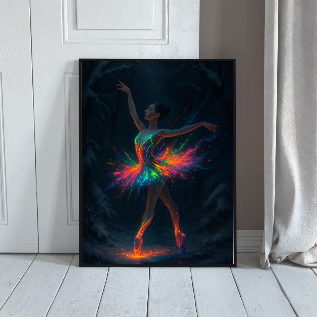 Neon Ballerina Poster | Neon Dance Art - Fantasy Dance AI Image ...