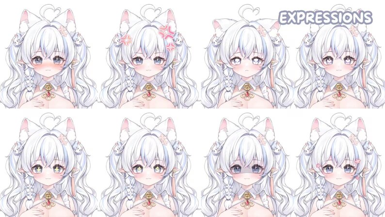 Modelo VTuber de Blue Cat-Maid / Completamente equipado para VTube ...