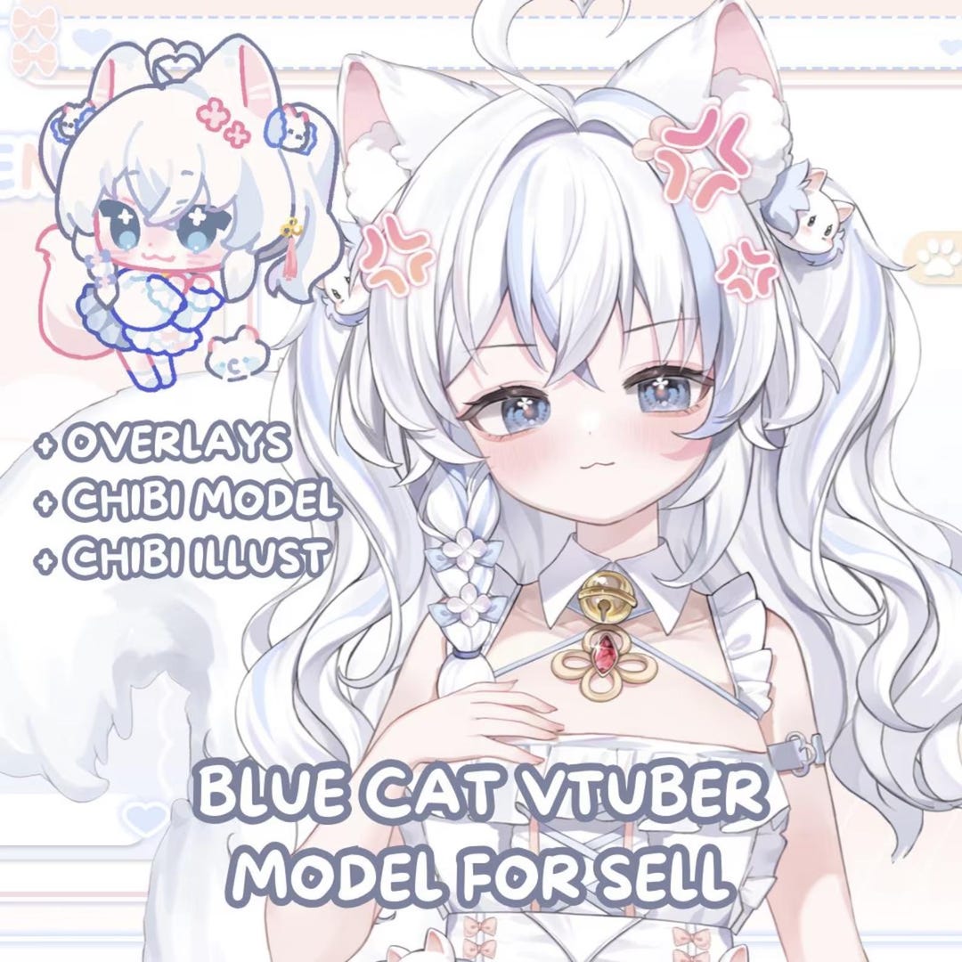 Modelo VTuber de Blue Cat-Maid / Completamente equipado para VTube ...