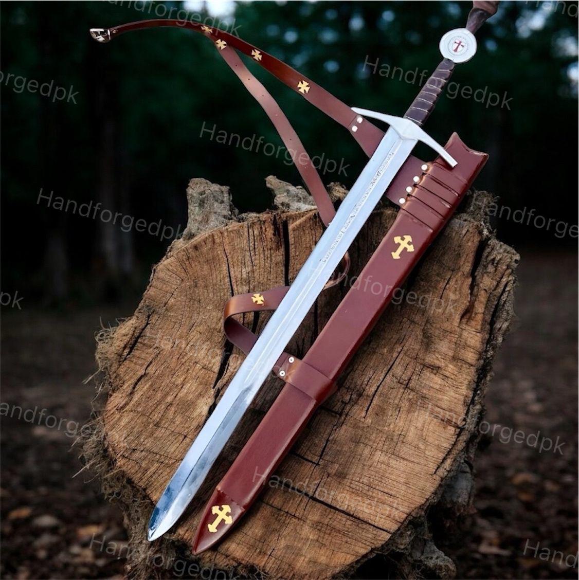 Faithkeeper - Handmade Knights Templar Accolade Sword With Scabbard ...