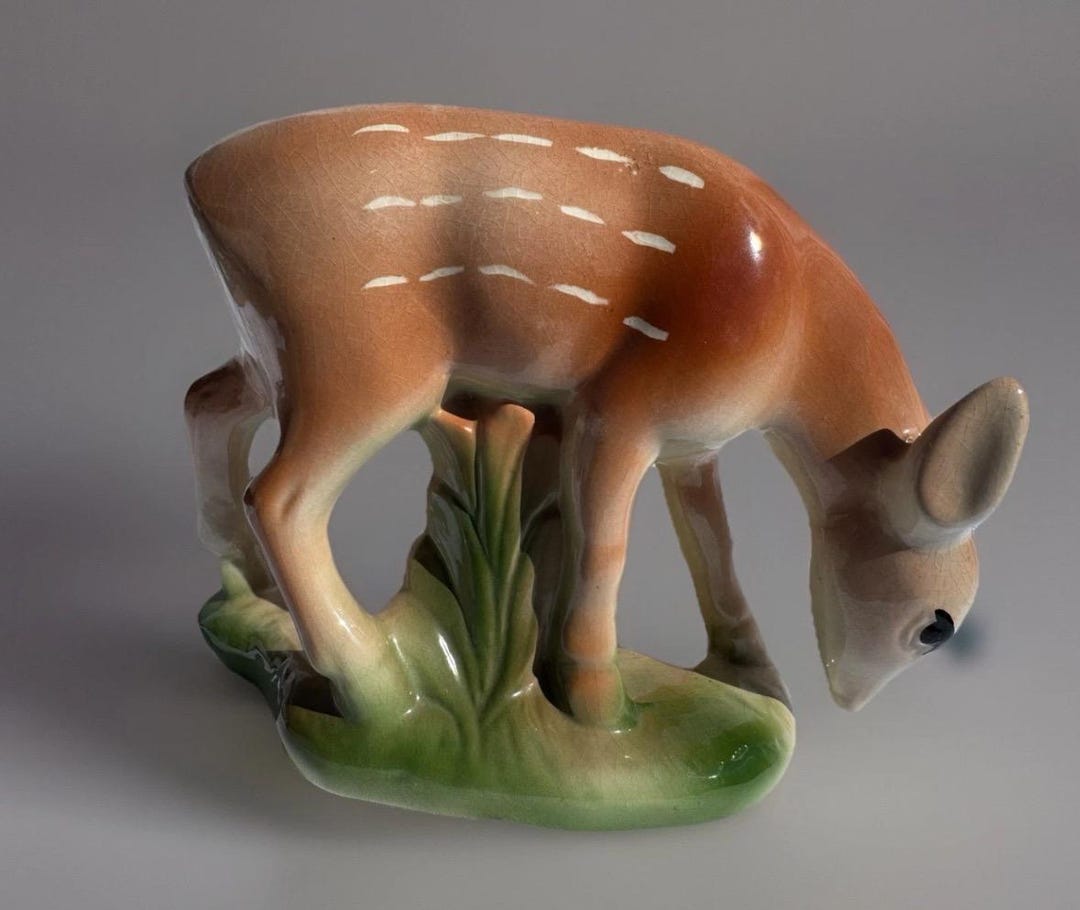 Vintage Cottage Core Ceramic Deer Figurine 1950 - 1970 Mid Century ...