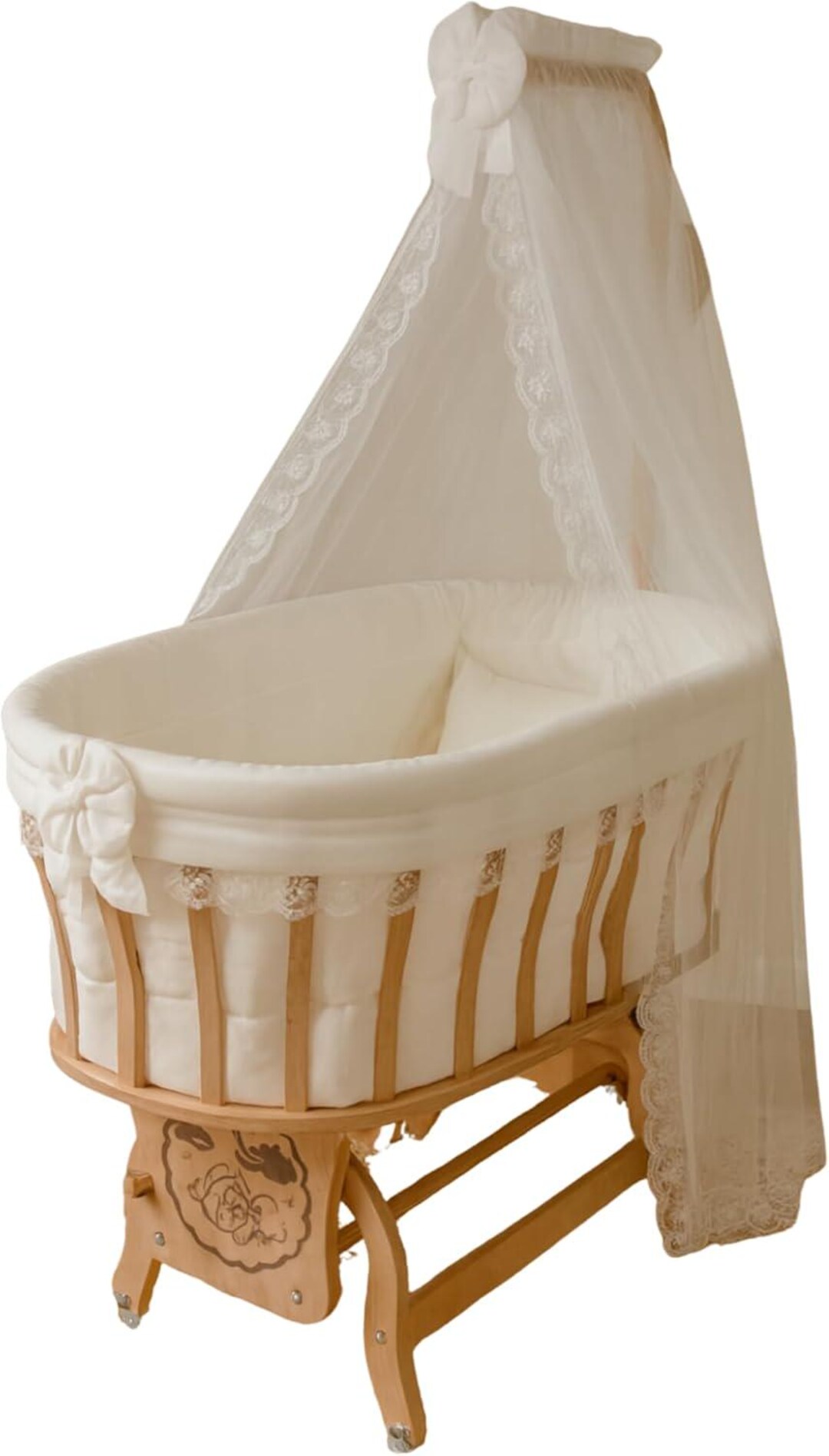 Handcrafted Beech Wood Canopy Cradle, Natural Toddler Bed - Etsy