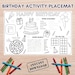Birthday Activity Placemat: Printable Coloring Games (PDF Download, A4 ...