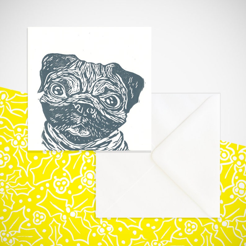 Happy Pug Print Handprinted Greetings Card. Birthday. Any Occasion ...