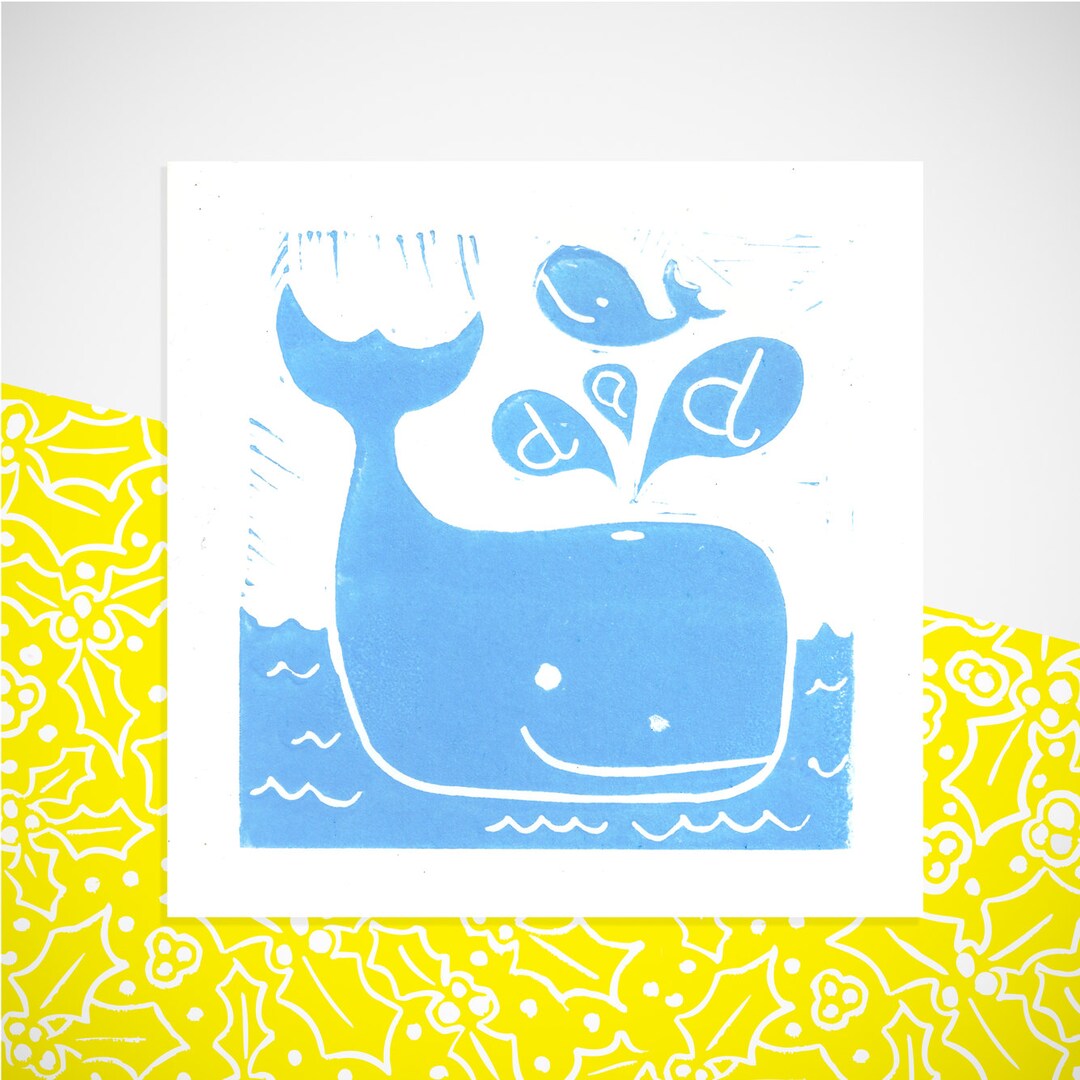 DAD Whale Handprinted Greetings Card. Blank Inside for Your Own Message ...