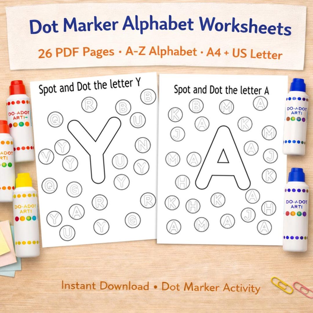 Dot Marker Alphabet and Number Worksheets: Preschool Learning (PDF Pack ...