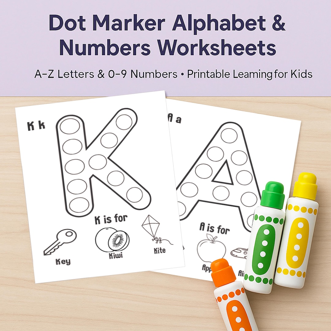 Dot Marker Alphabet and Number Worksheets: Preschool Learning (PDF Pack ...