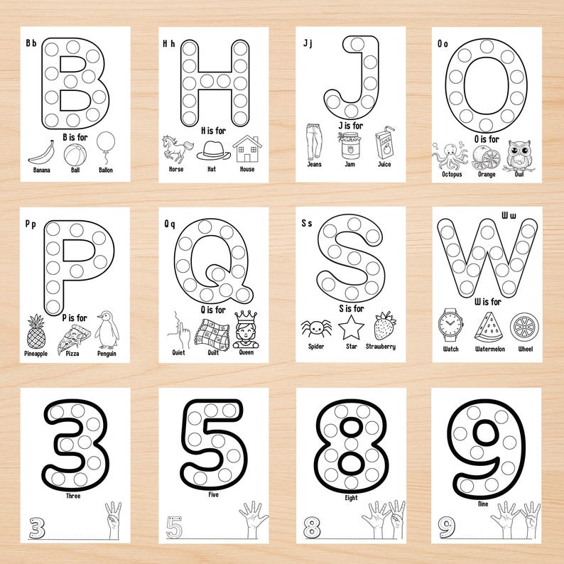 Dot Marker Alphabet and Number Worksheets: Preschool Learning (PDF Pack ...