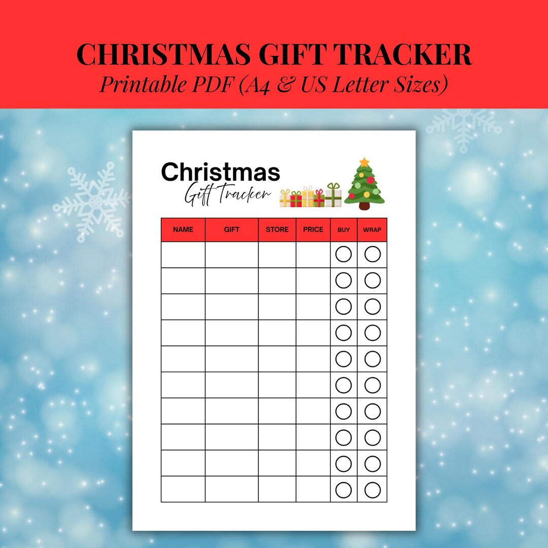 Christmas Gift Tracker Printable PDF | Holiday Shopping List | Gift ...