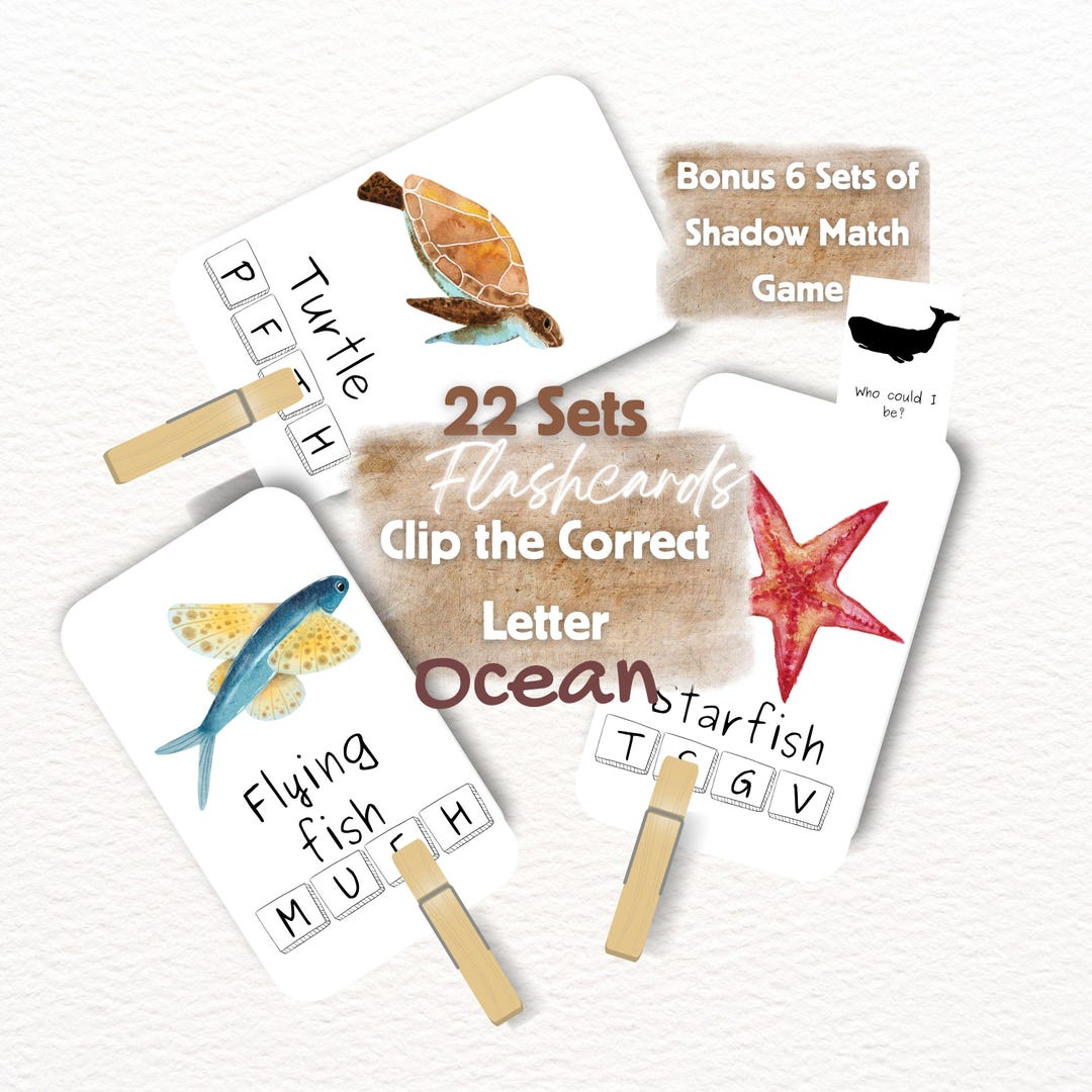 Sea Animal Alphabet Clip Cards: Beginning Sounds Activity (digital ...