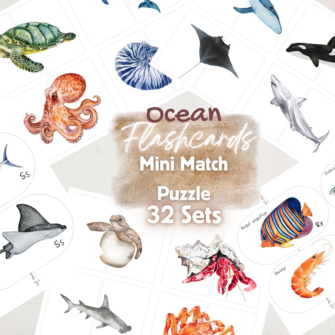 Ocean Animal Match Puzzle Printable | Unit Study | Kids Educational ...