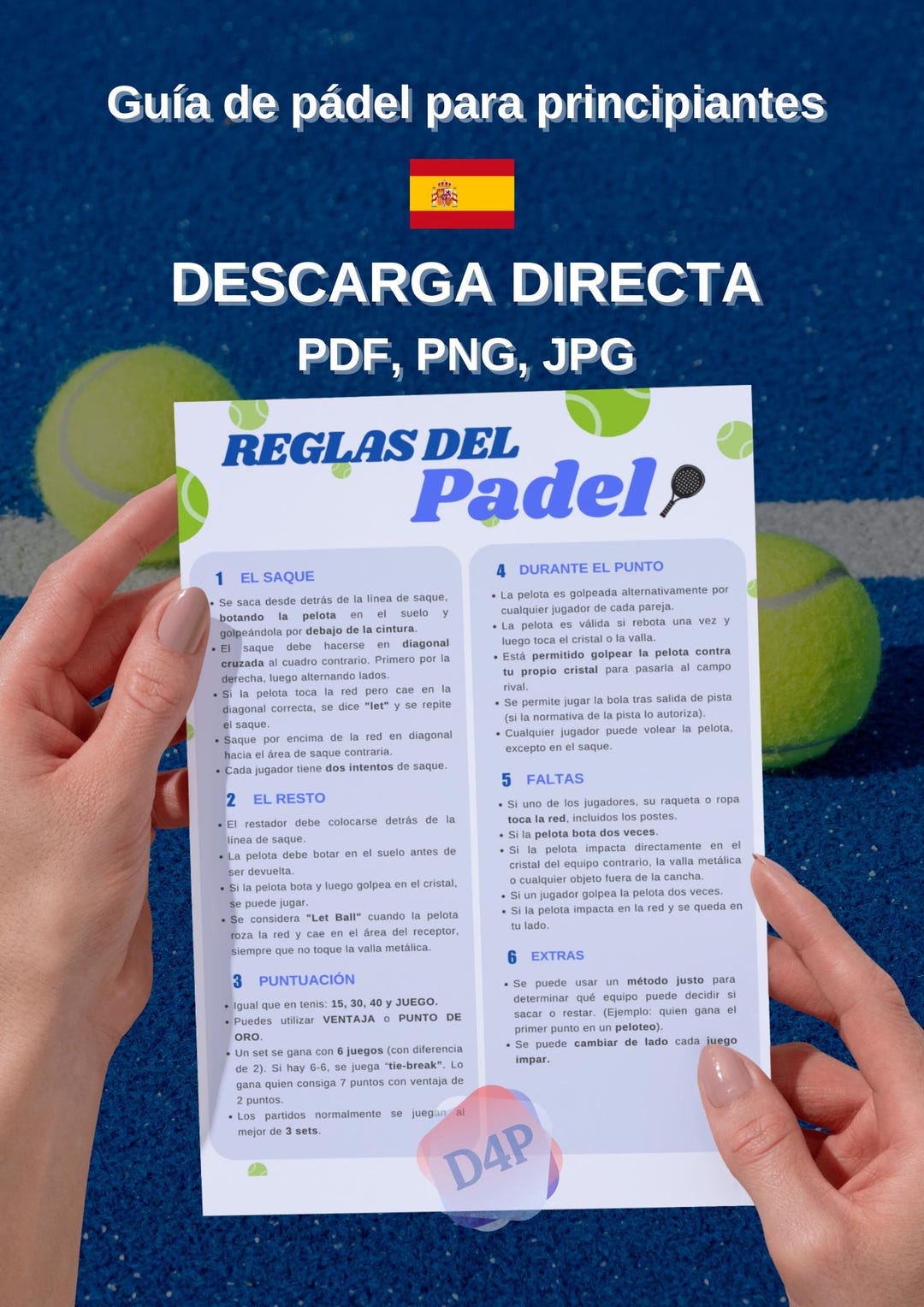 Reglas De Padel Spanish Español (PDF, JPG, PNG) Descarga Instantánea ...