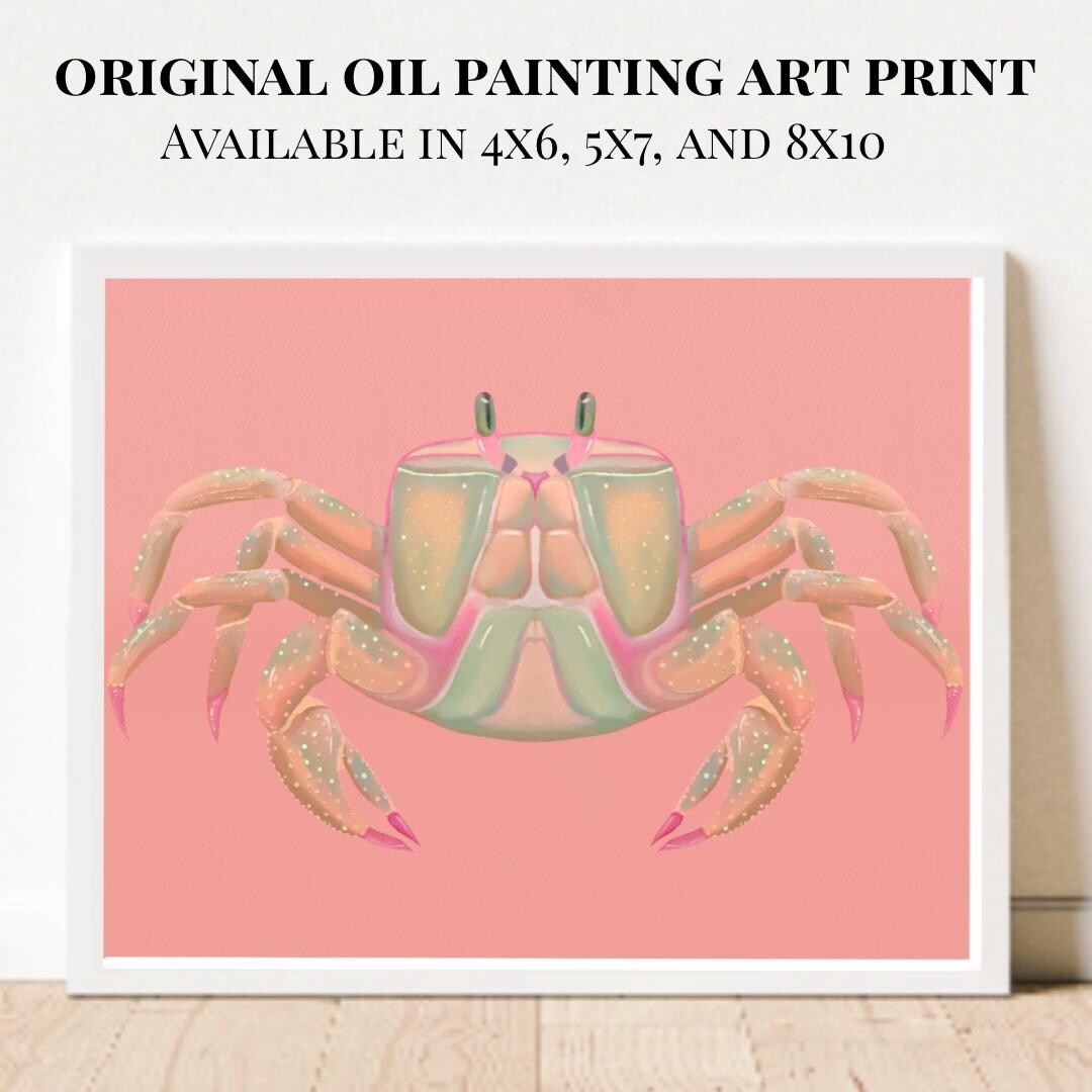 Pastel Crab Art Print – Coastal Oil Painting Reproduction - Etsy
