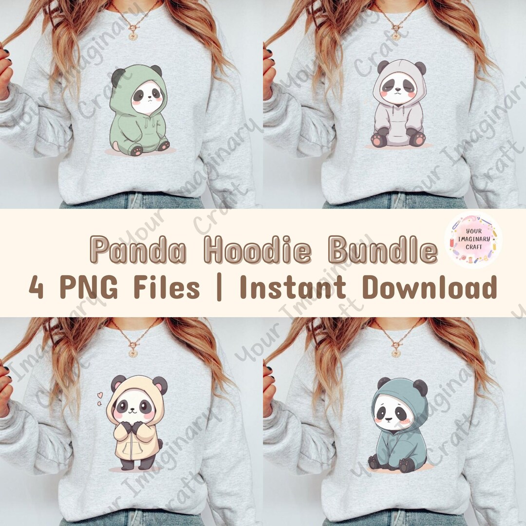 Panda Hoodie PNG Bundle | Kawaii Animal Illustration | Cozy Panda ...