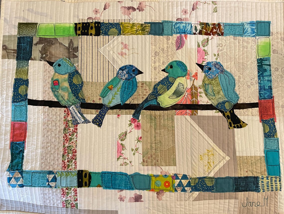 PDF Pattern for a Fabric Collage Project Featuring Birds Sat on a Wire ...
