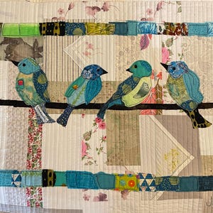 PDF Pattern for a Fabric Collage Project Featuring Birds Sat on a Wire ...