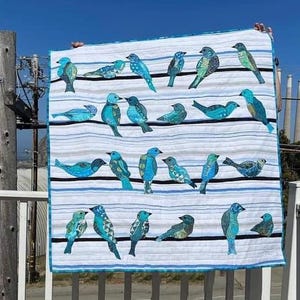 PDF Pattern for a Fabric Collage Project Featuring Birds Sat on a Wire ...