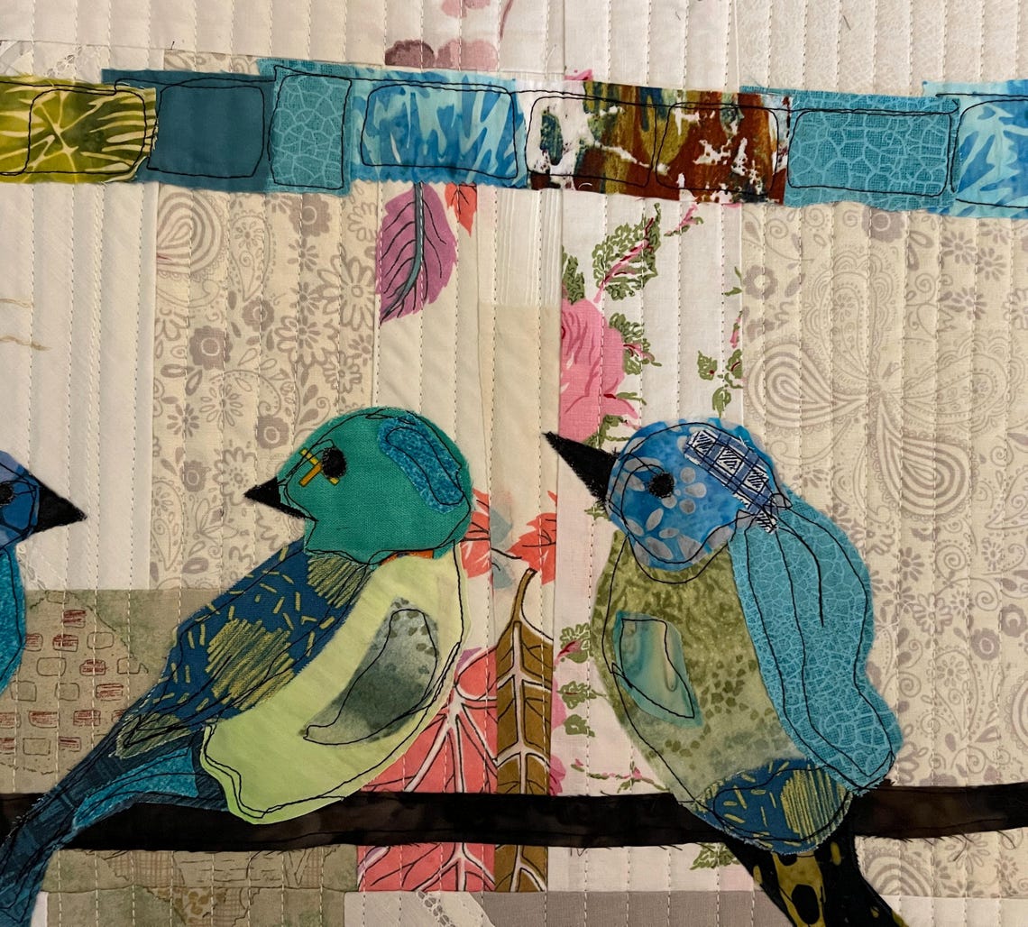 PDF Pattern for a Fabric Collage Project Featuring Birds Sat on a Wire ...