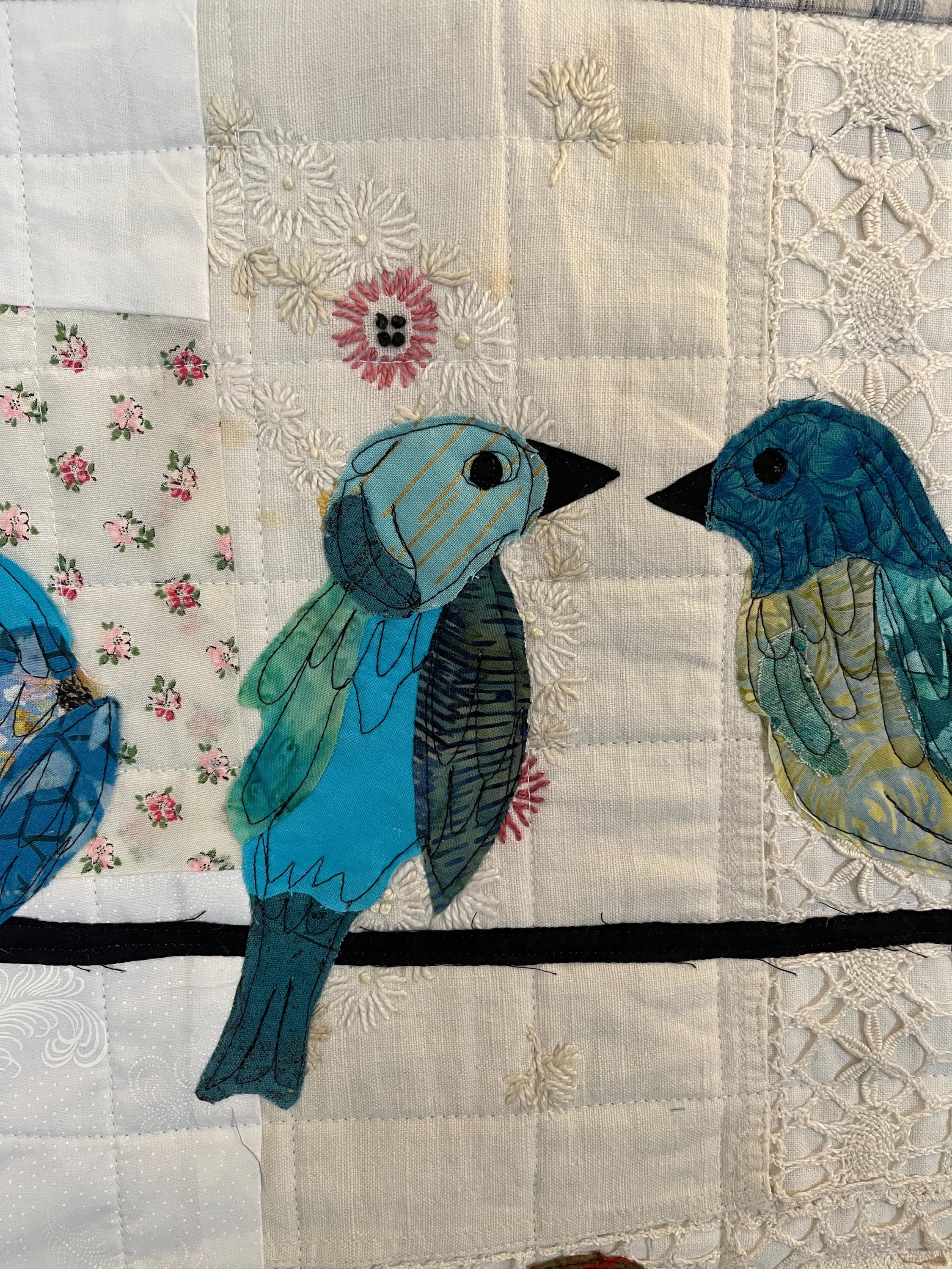 PDF Pattern for a Fabric Collage Project Featuring Birds Sat on a Wire ...