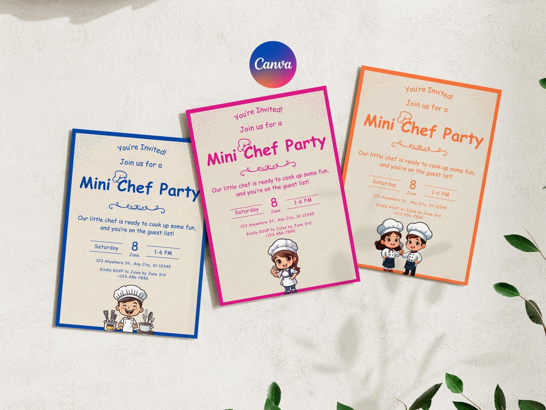 Little Chef Kids Kitchen Birthday Invitation, Cooking Parties, Editable ...