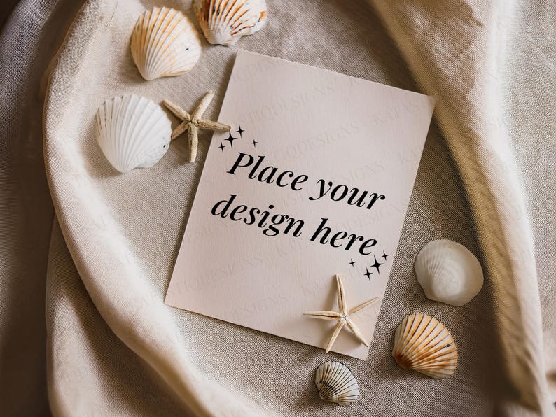 5 X 7 Coastal Wedding Invitation PSD Mockup, Beach Styled Photoshop ...