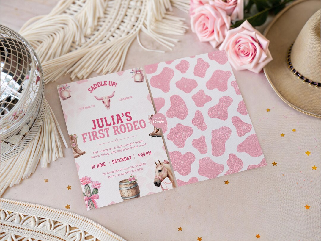 Pink Rodeo Birthday Invitation, Western Cowgirl Country Invite ...