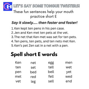 Short Vowel E Phonics Bundle: Early Reading Games & Activities (PDF ...