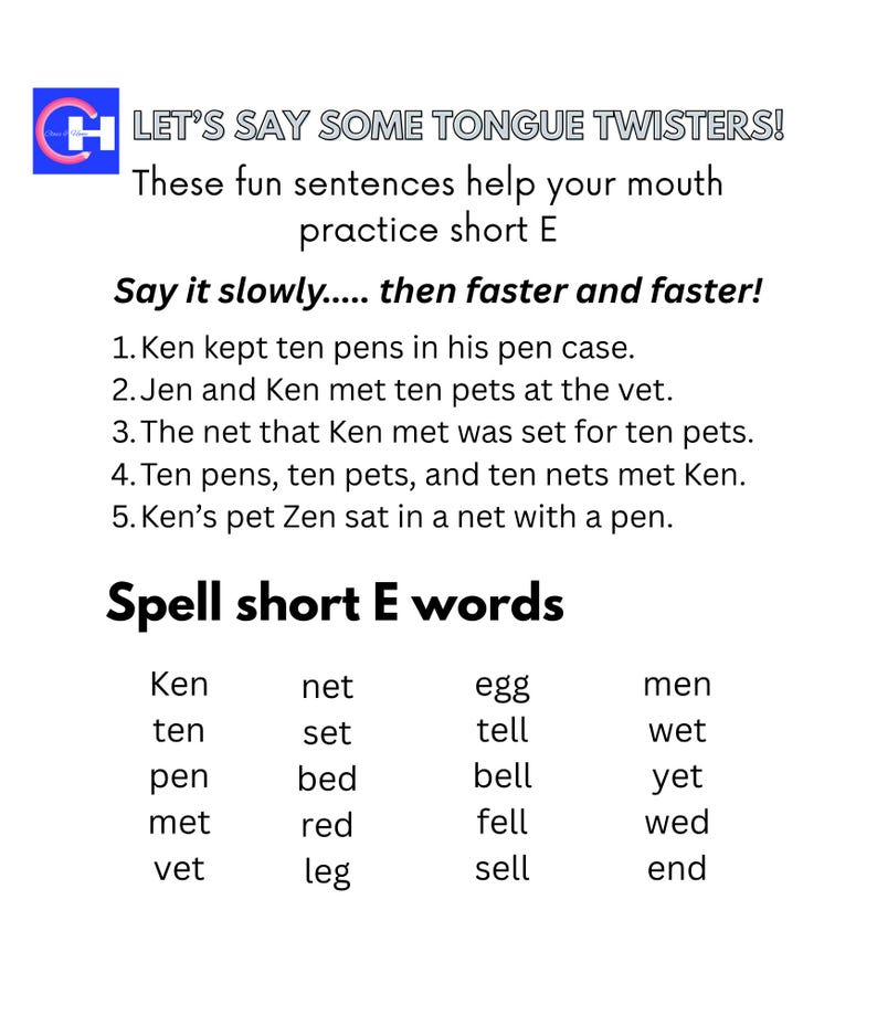 Short Vowel E Phonics Bundle: Early Reading Games & Activities (PDF ...