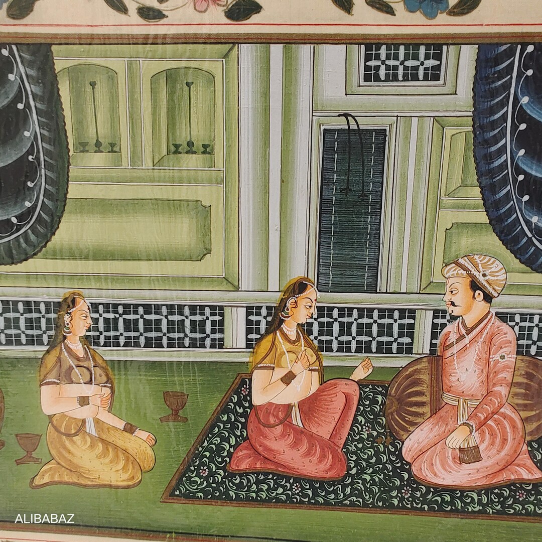 Vintage Miniature Painting | Mughal Rajput Court Scene Wall Decor - Etsy