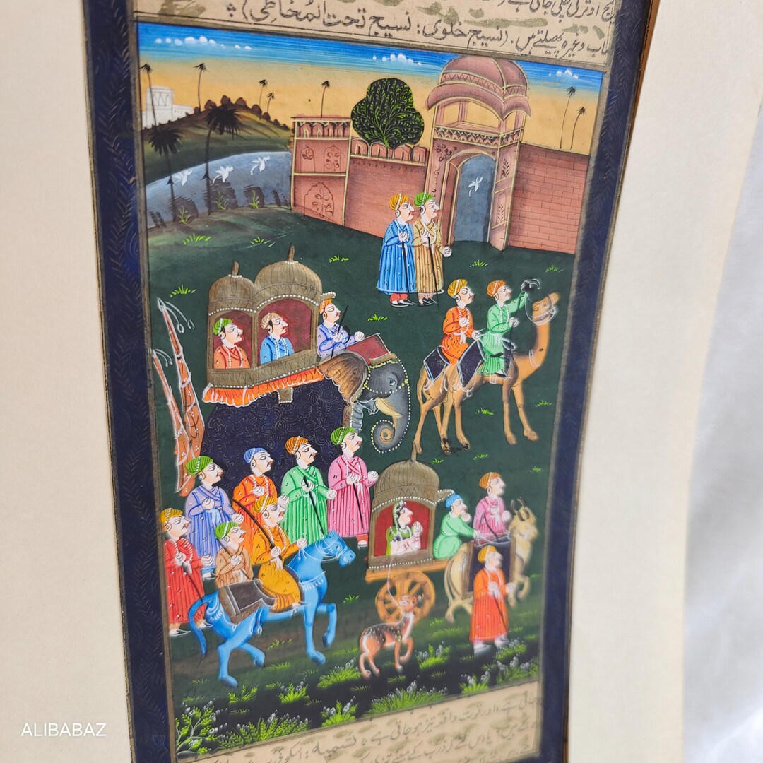 Vintage Rajput Mughal Painting, Miniature Indian Wall Decor - Etsy