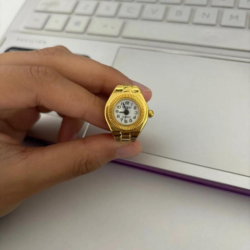Gold Mini Watch Ring - Etsy UK